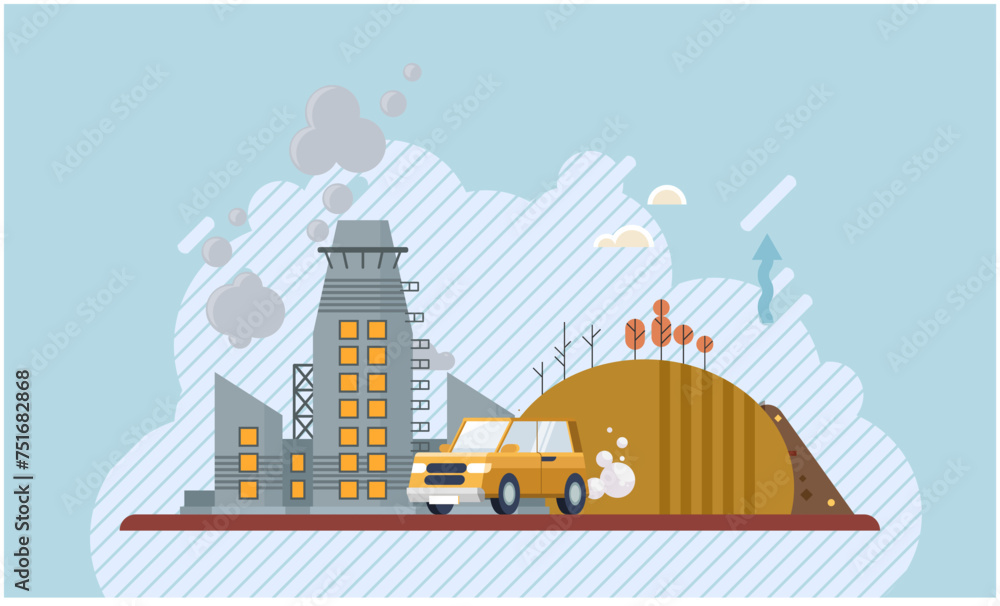 Waste pollution. Vector illustration. Social issues, such as poverty ...