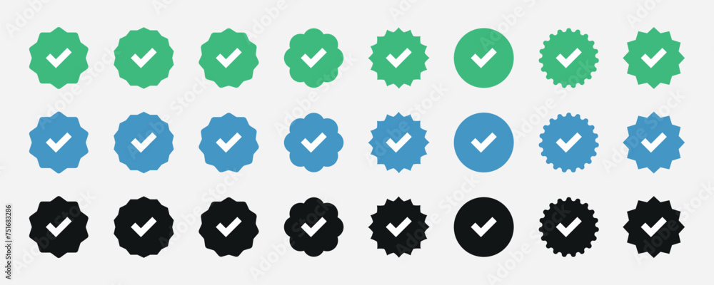 Set of Verified badges. Whatsapp, Facebook, Instagram, TikTok and ...