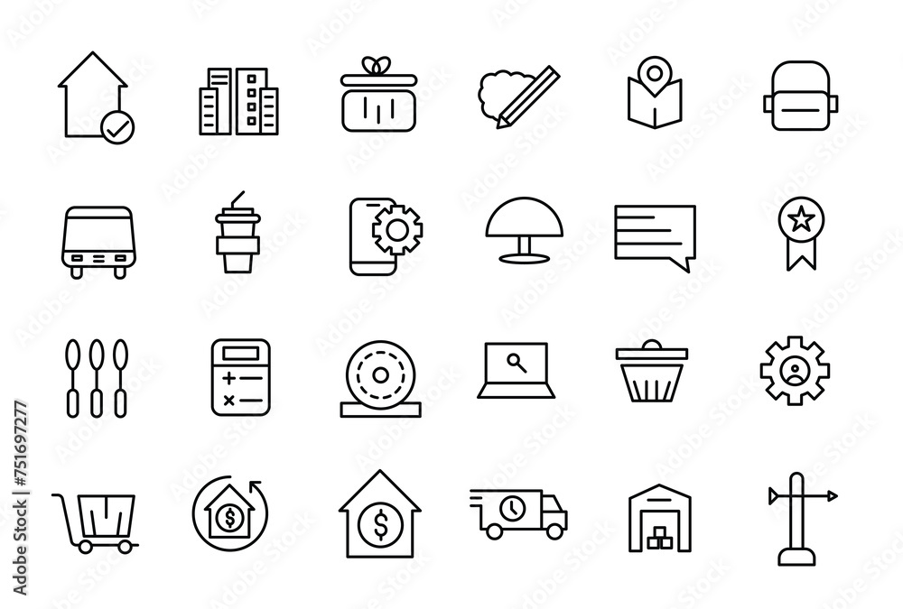 Logistics and Delivery Icons. Truck Delivery Related Vector Line Icons ...