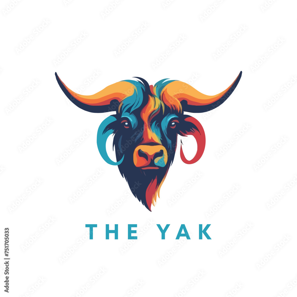 Colorful Wild yak logo. Yak Head Silhouette logo design inspiration Stock Vector | Adobe Stock