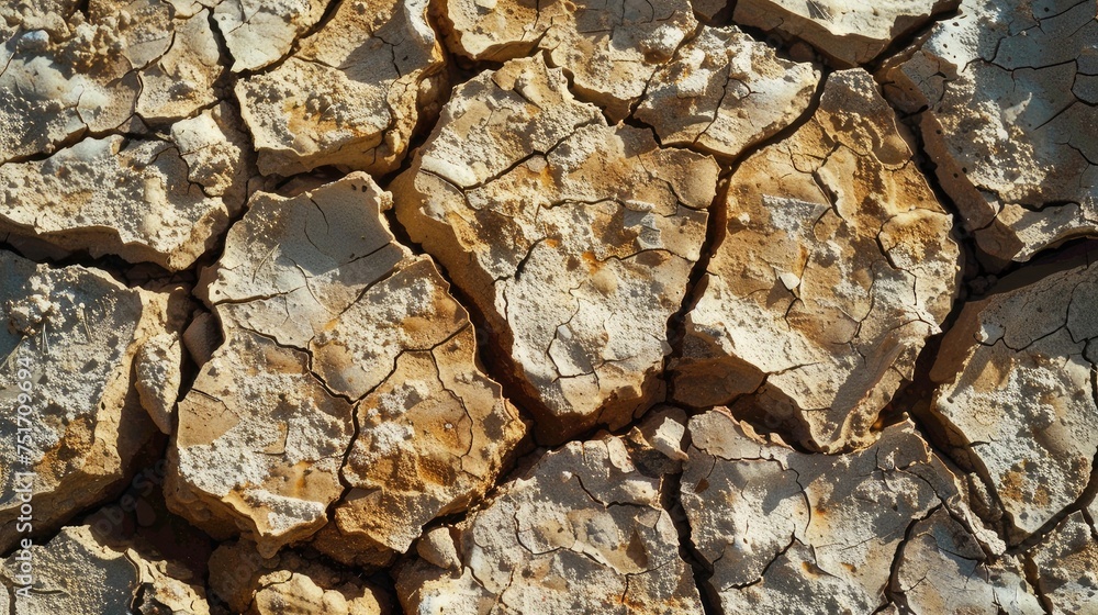 Cracked beauty: Aerial view of a desert showcasing beautiful cracks in ...