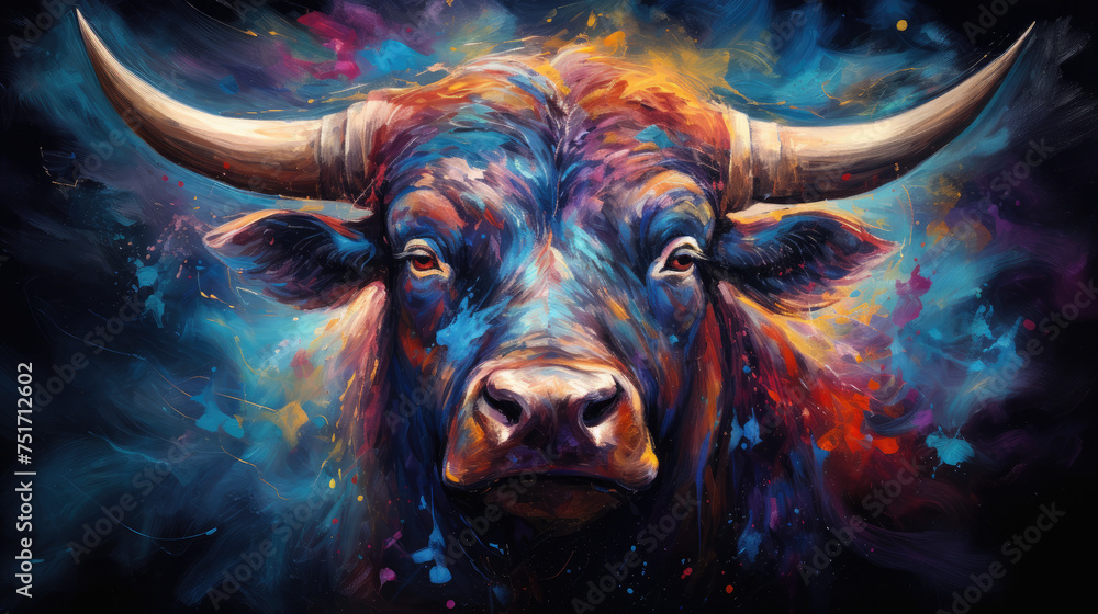 Astrology sign Taurus. Zodiac constellation with shiny stars, space ...