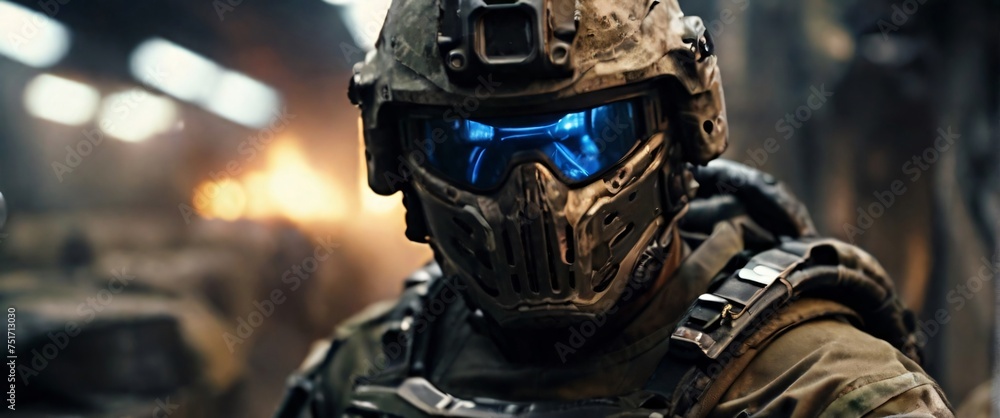 A cyborg soldier fighting in a war zone movie story seen trail cam ...