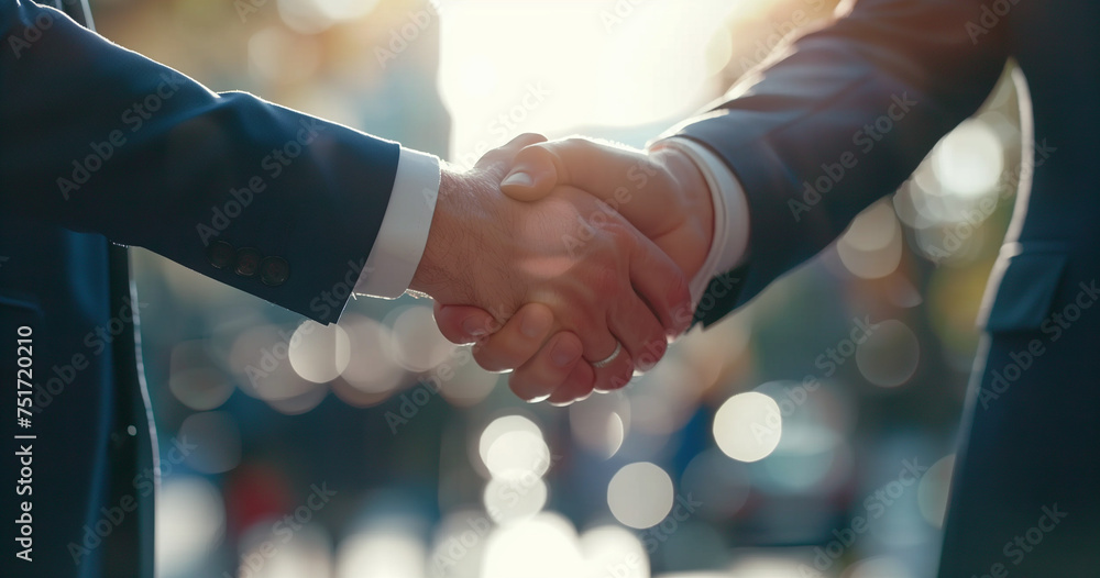 Business handshaking. Business folks shaking hands, up close. Two ...