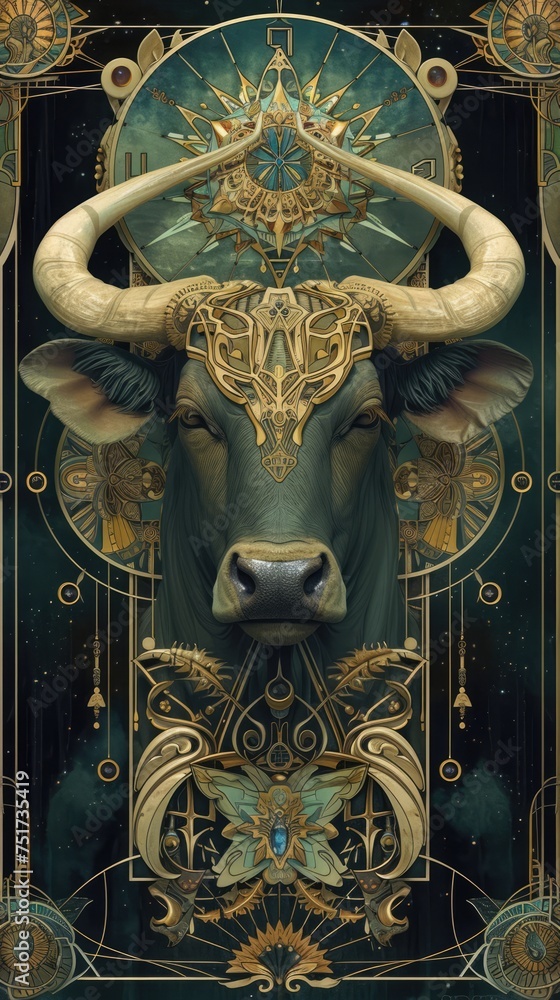 zodiac taurus, massive & mystical, embodies the zodiac sign. artwork in ...