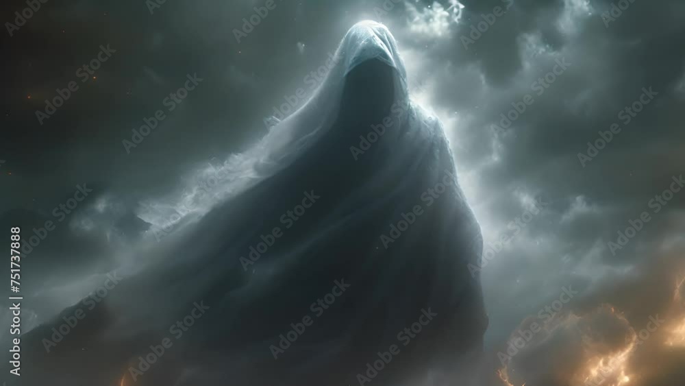 A creepy person facing the purgatory world, Death mystery fog with ...