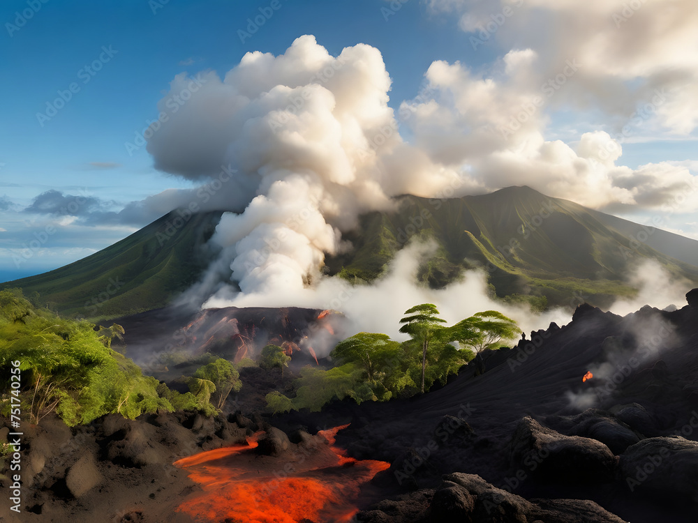 volcano, geysir, natur, landschaft, berg, himmel, wasser, dampf, berg ...