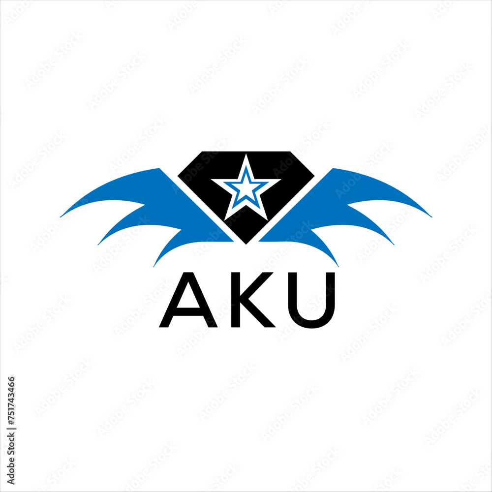 AKU letter logo. technology icon blue image on white background. AKU ...
