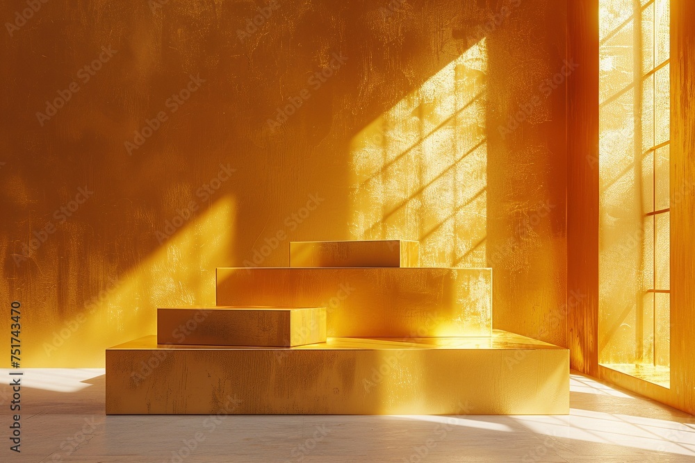 Immerse yourself in luxury as golden boxes grace a gilded canvas ...
