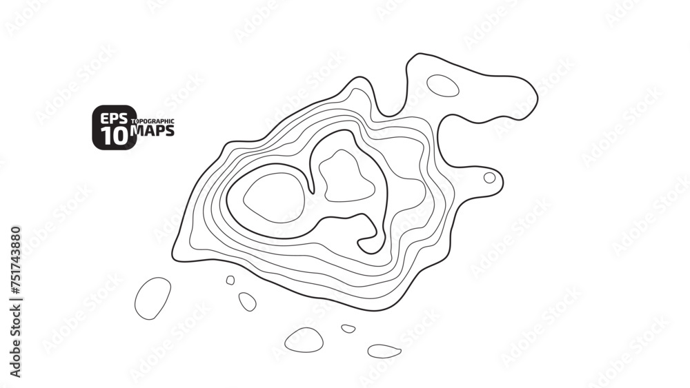 Vector topography of black contours on a white background. Vector ...