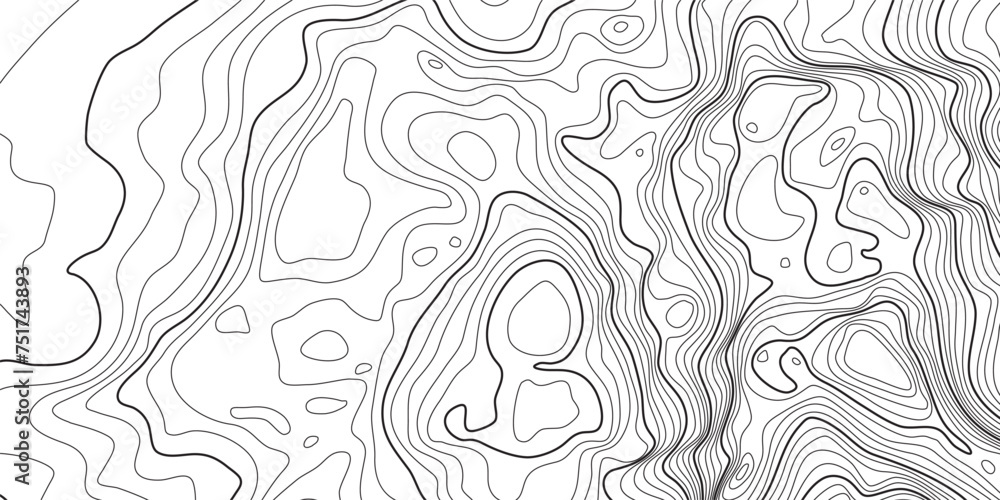 Topographic pattern texture. Black contours on white vector topography ...