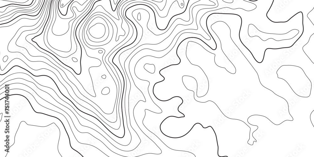 Topographic pattern texture. Black contours on white vector topography ...