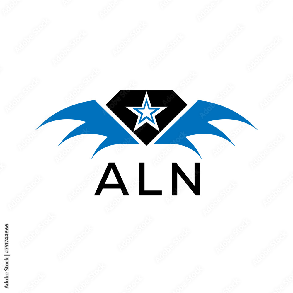 ALN letter logo. technology icon blue image on white background. ALN ...