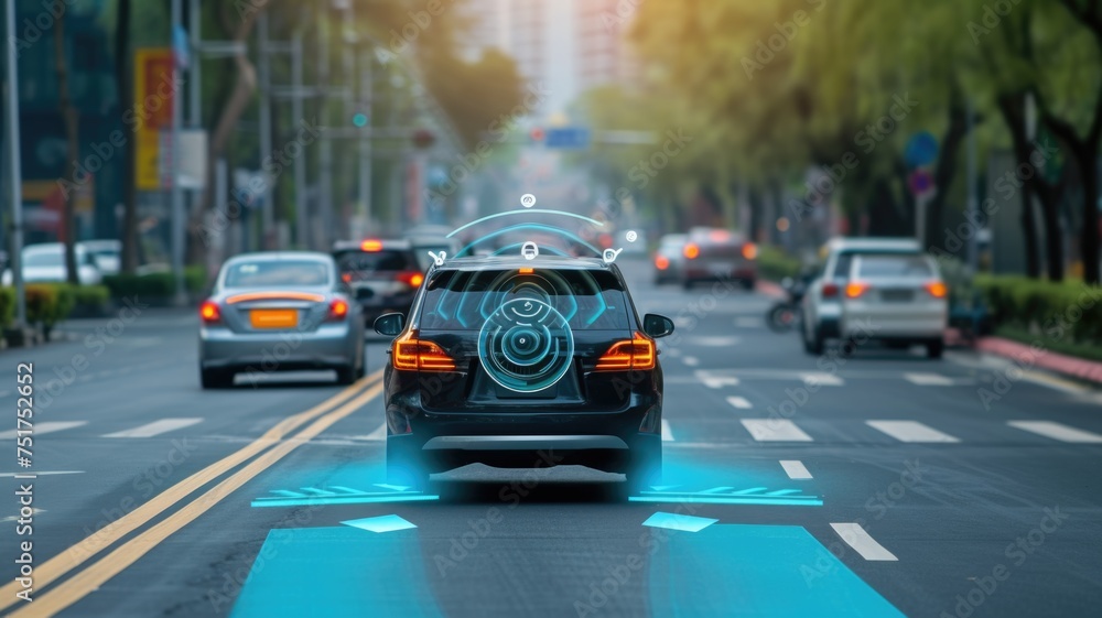 Autonomous electric vehicle on a smart highway with interactive road ...