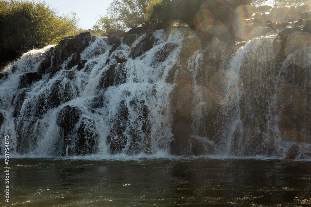 The Mocona waterfalls at sunset. Beautiful view of the Mocona falls ...