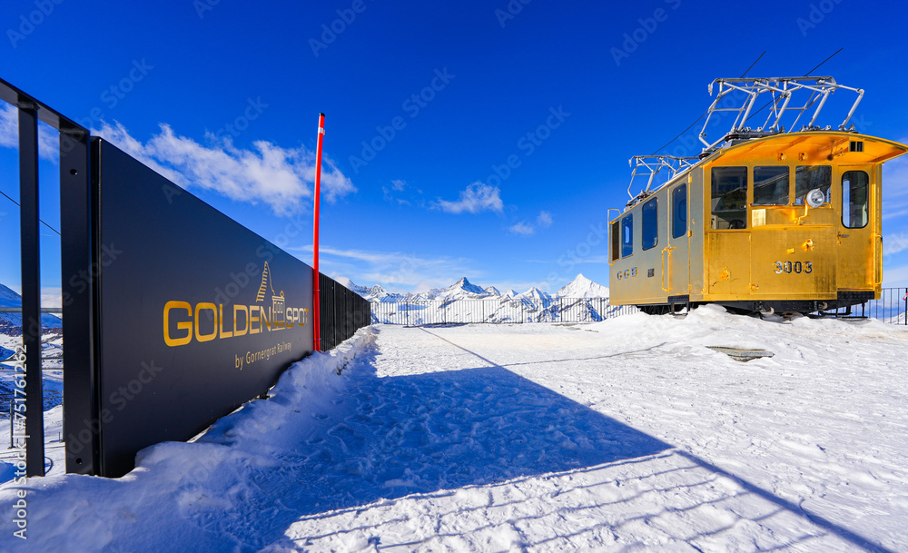 Gold-plated first generation cogwheel train locomotive at the Golden ...