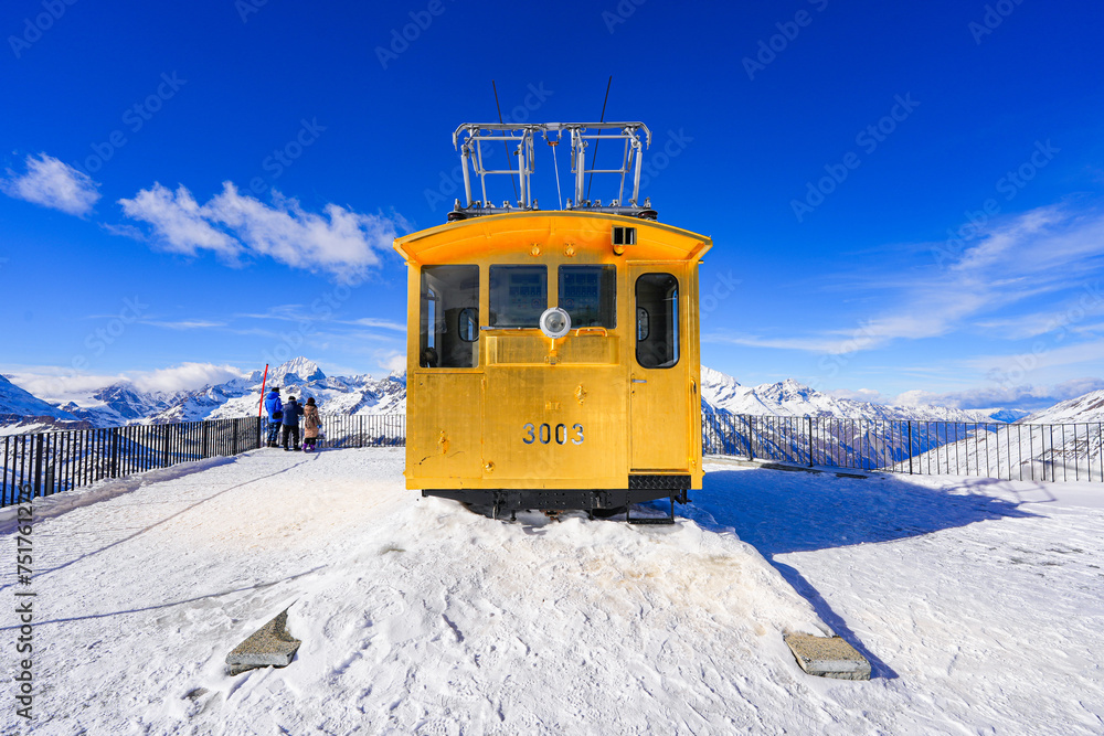 Gold-plated first generation cogwheel train locomotive at the Golden ...