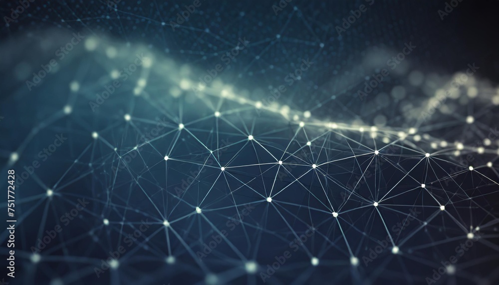 blue abstract background with a network grid and particles connected as ...