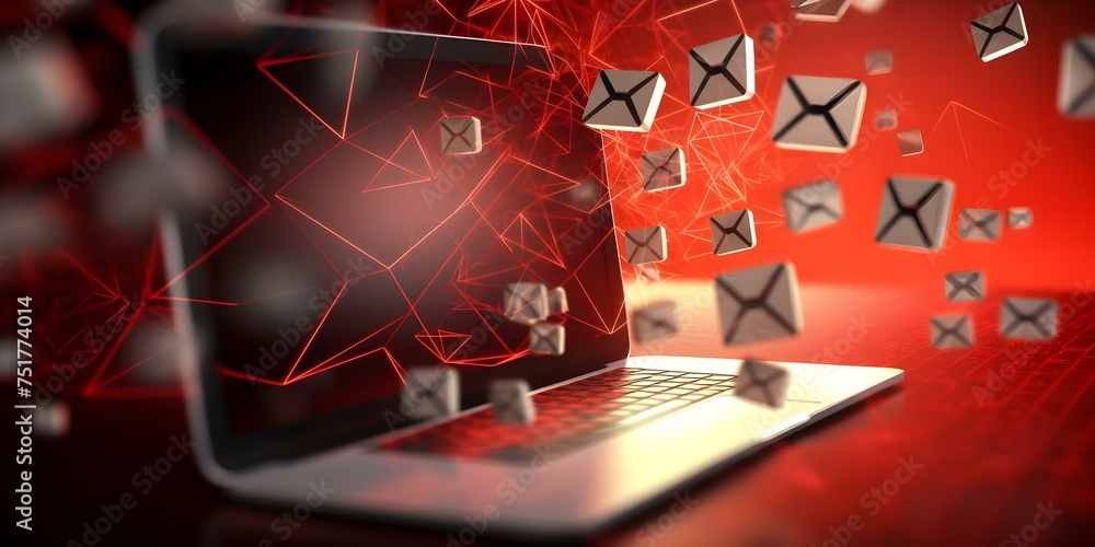 Email inbox and spam virus represent internet security risks and ...