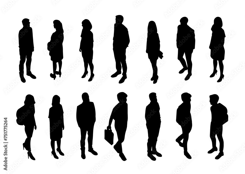 isometric people, axonometric, silhouettes Stock Vector | Adobe Stock