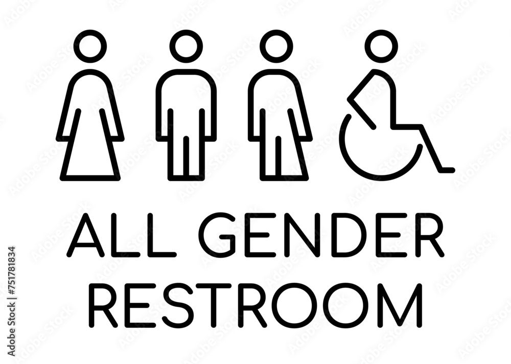 Restroom sign for Male, Female, Transgender, Disabled. Public WC ...