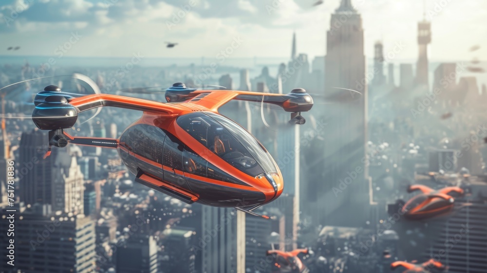 Advanced air vehicles, aerotaxis maneuver through the skyscraper-laden ...