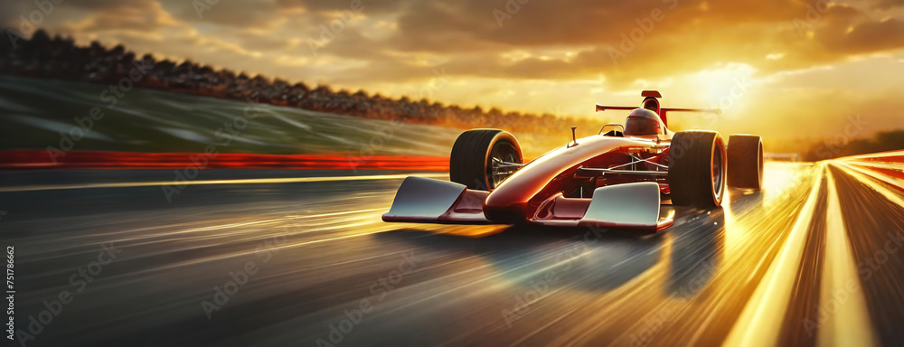 Formula car racing at high speed on track. The intensity and thrill of ...