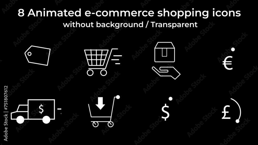 High quality 4K animated ecommerce icons with transparent backgrounds ...