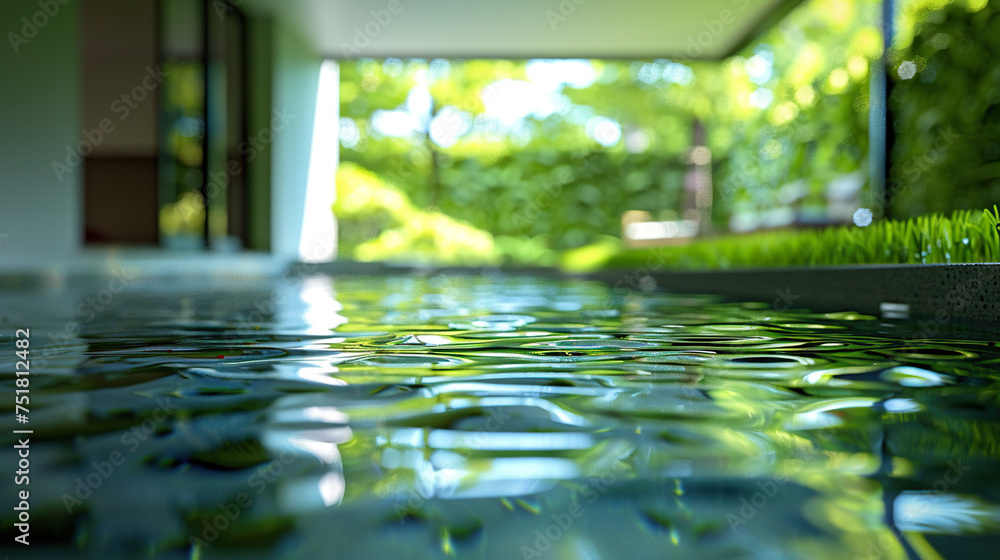 beautiful indoor small pool with nature background, Step into serenity ...