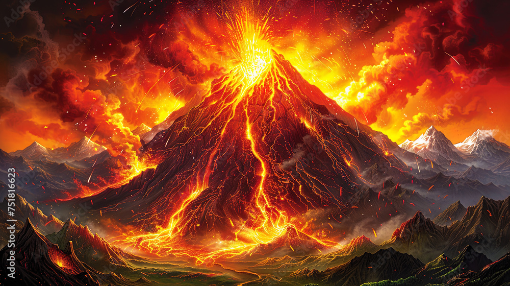 Sea Magmatic volcanoes throwing lava and ashes to the bottom of the ...