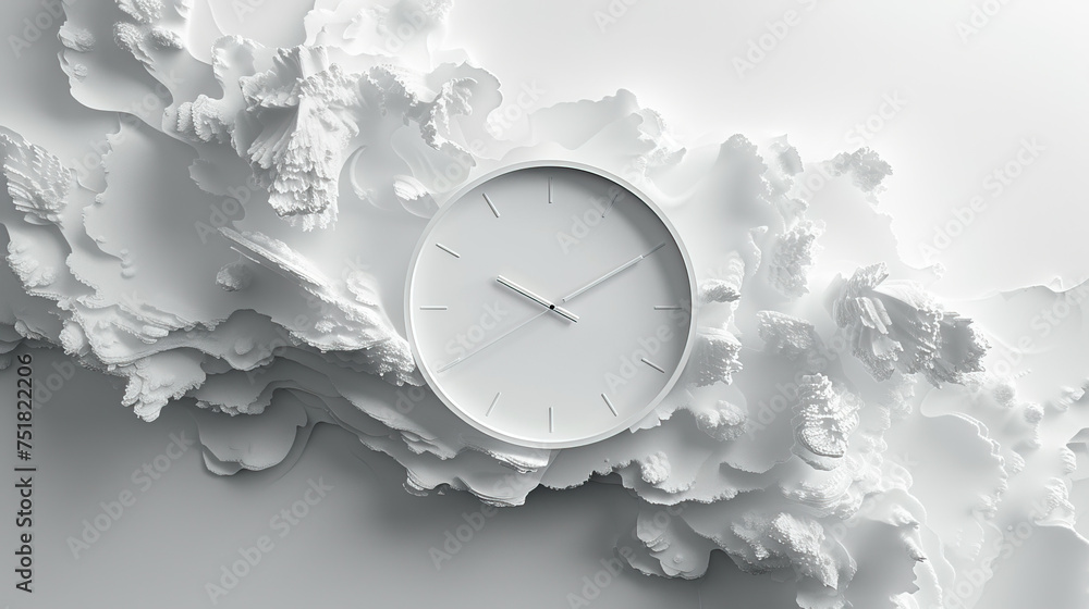 clock and time running out ,all white 3d textured background showing ...