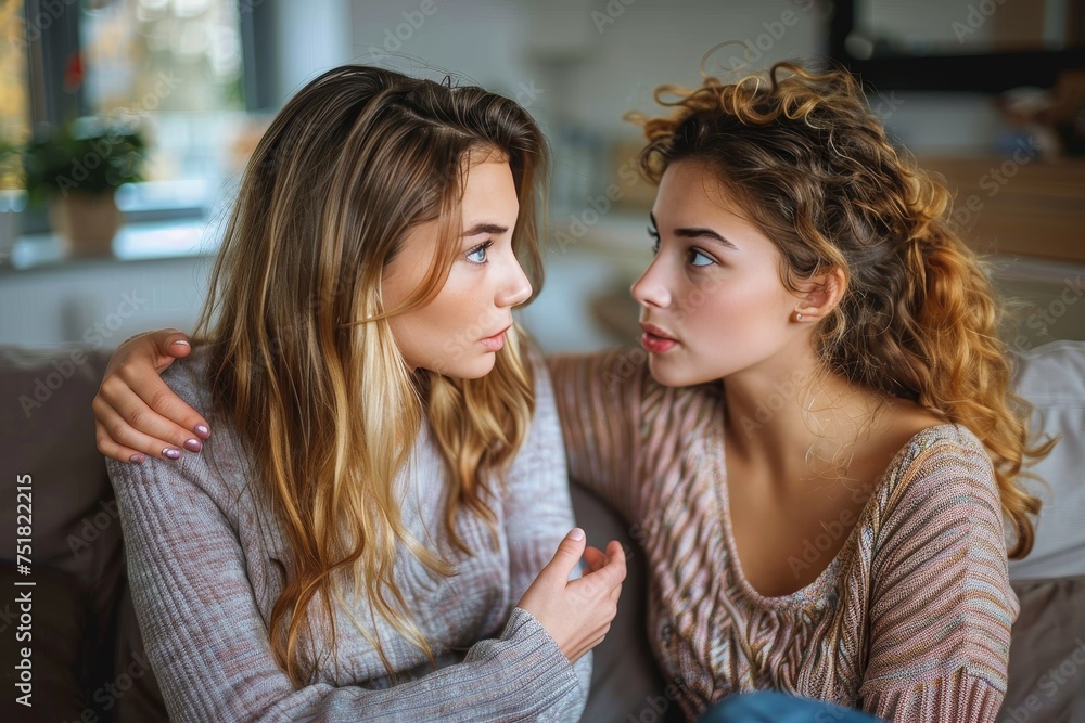 An intimate moment between two women sharing a conversation with one ...