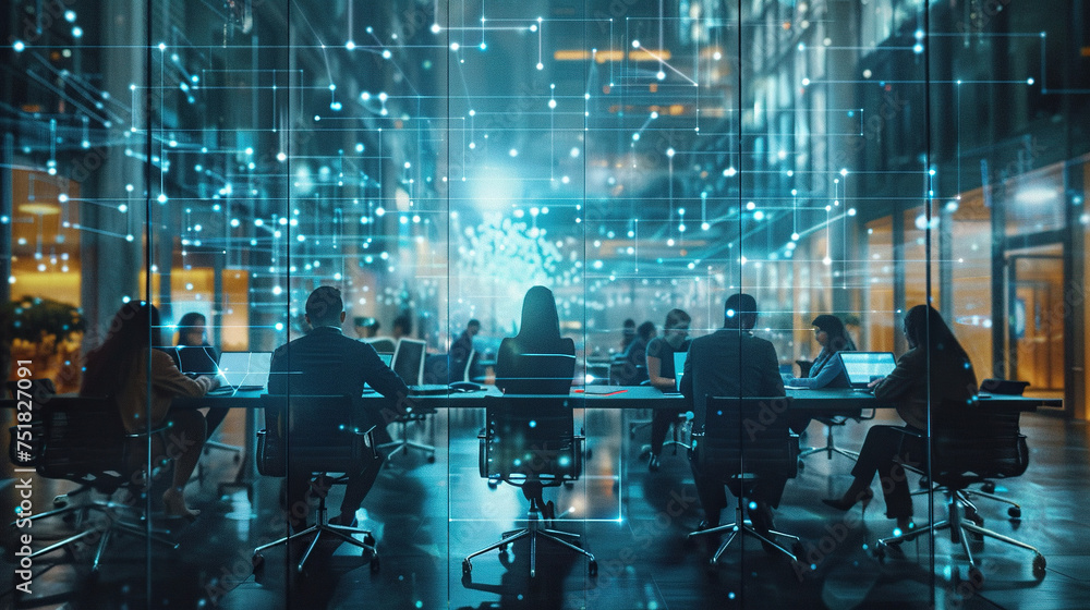 Successful team of office workers in Group, people working and ...