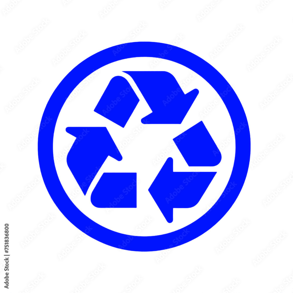 símbolo de reciclaje azul sobre fondo blanco Stock Illustration | Adobe ...