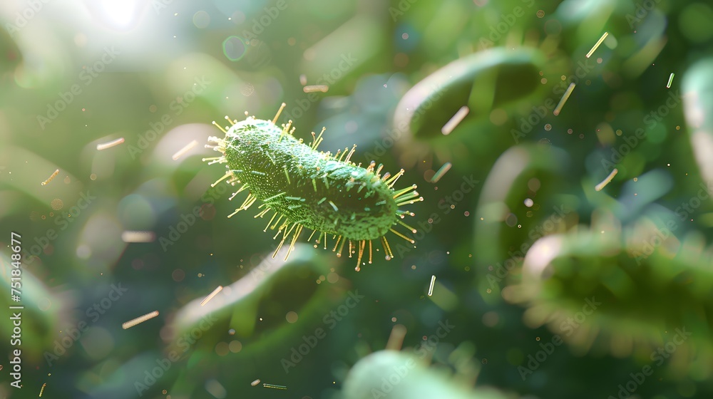 Bacteria under the microscope. Escherichia. E. coli. Isolated on white ...