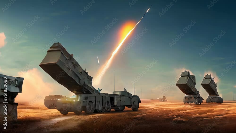 Missile defense system made of anti-missile tanks to intercept and destroy attacking missiles in ...
