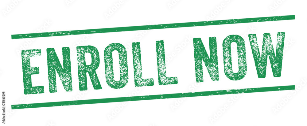 Enroll Now Green Watermark Stamp isolated on white background. Text ...