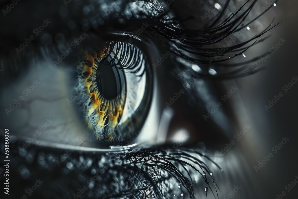 Capturing The Soulful Gaze And Detailed Iris Against Black A Close Up