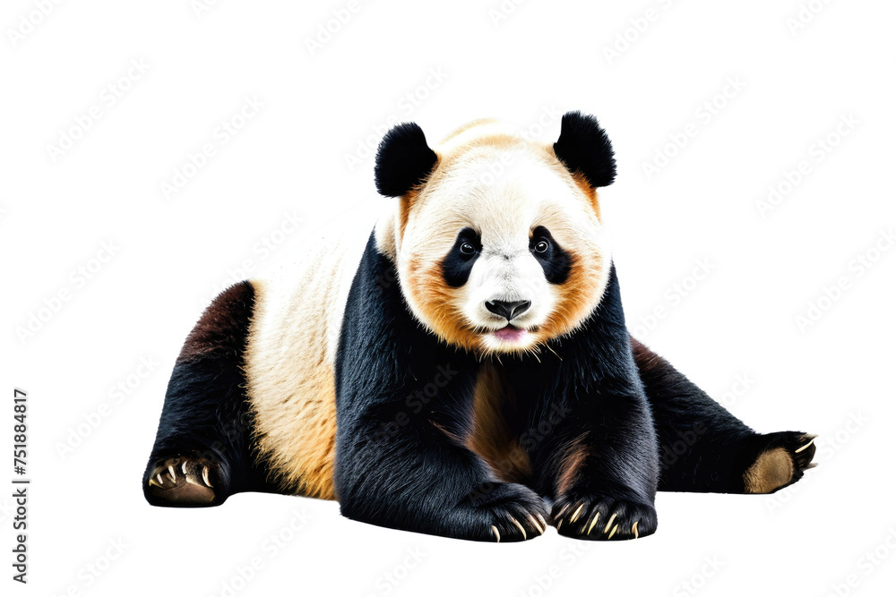 Giant panda bear standing, exuding joy, full body in high-key lighting ...