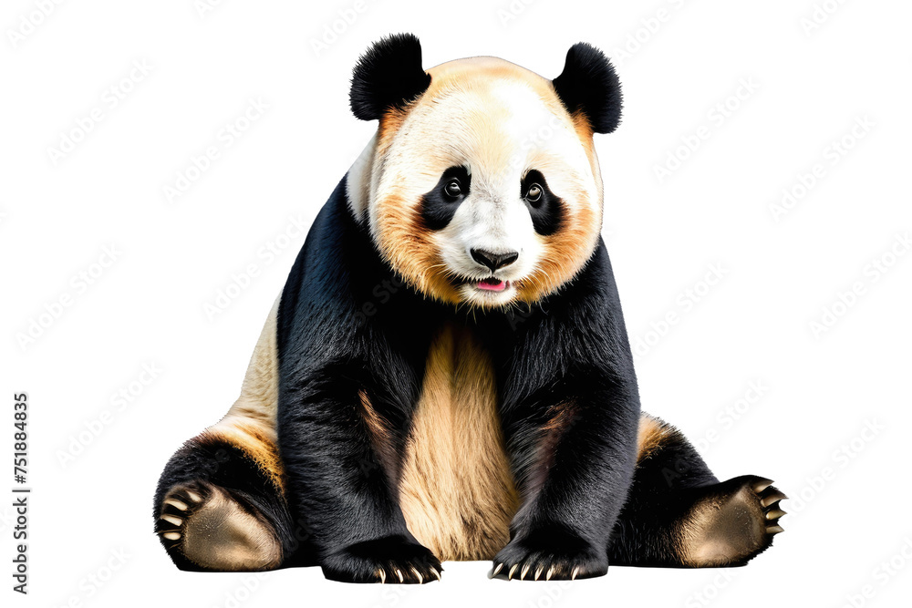 Giant panda bear standing, exuding joy, full body in high-key lighting ...