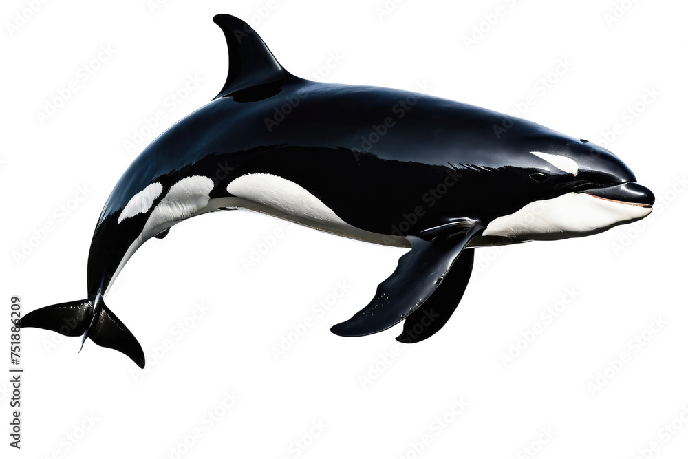 Orca, full body, gliding, isolated on white background, high-resolution ...