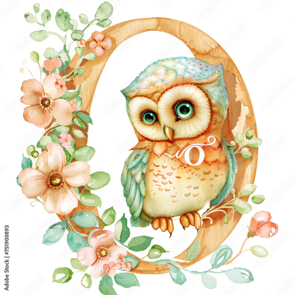 Cute Animal Alphabet O Sublimation Clipart,Animal Alphabet O PNG ...
