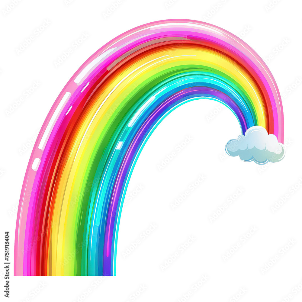 rainbow, wide angle, clouds on solid white background, Beautiful ...