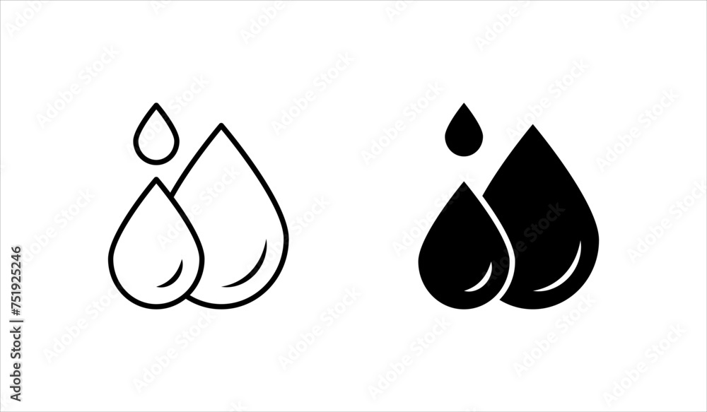 Water Drop Icon Set Liquid Drop Icon Water Drop Outline Icon Linear