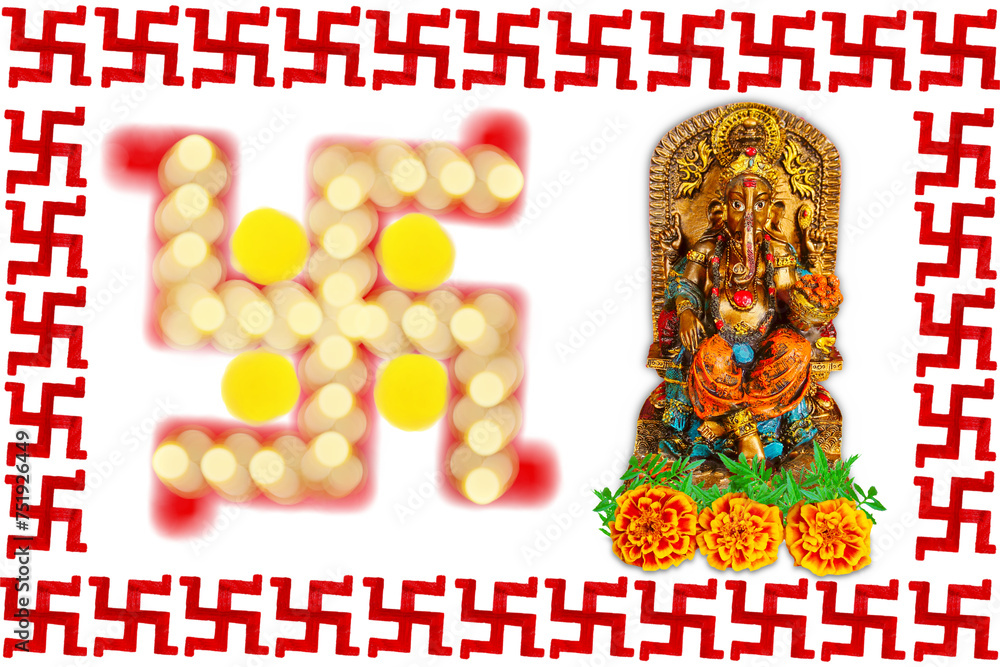 indian hindu religious spiritual symbol swastik or swastica frame with ...