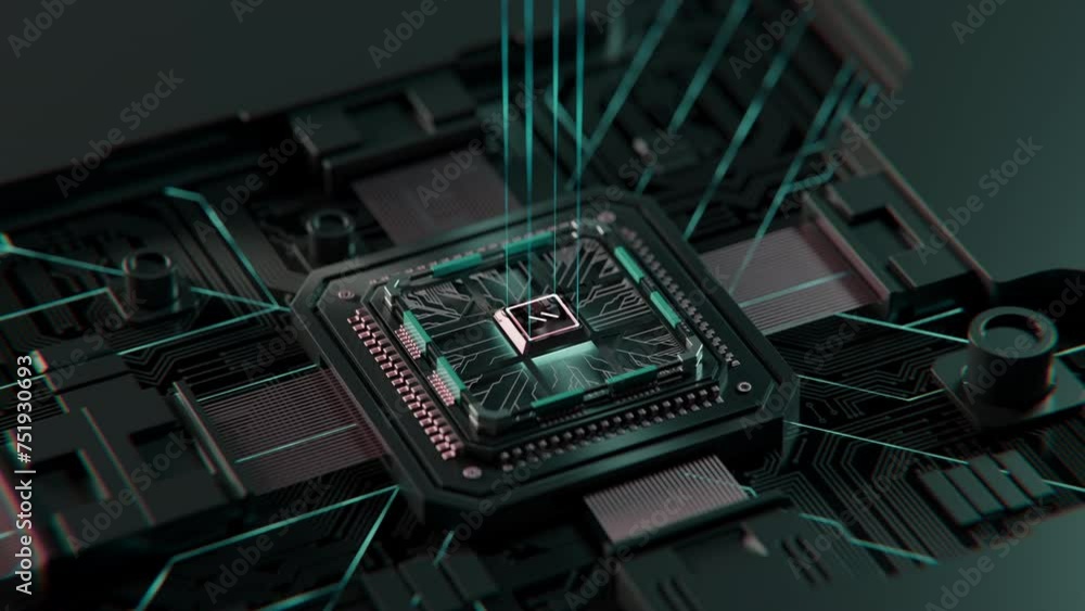 The animation illustrates the connection of a microchip to a computer ...