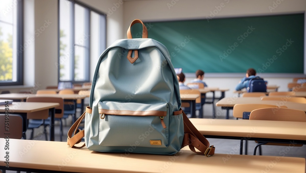 Minimalist jade backpack, school, classroom, school classroom Stock ...