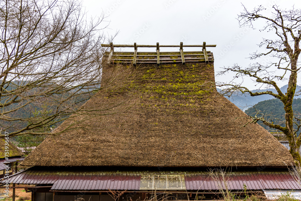 Traditional thatched roof houses of Miyama village in Kyoto Prefecture ...