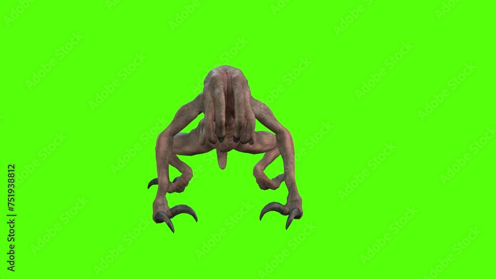 Monster Getting Hit Front Green Screen Animation 4k Rendering vídeo do ...