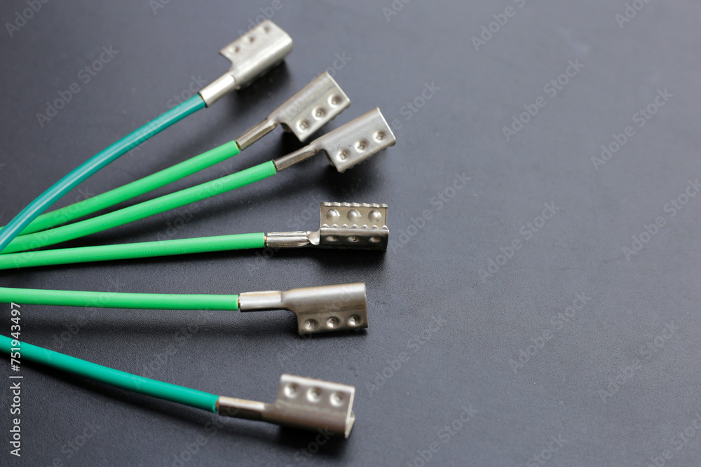 Electrical cables with terminals. Wires used to power machine tools ...